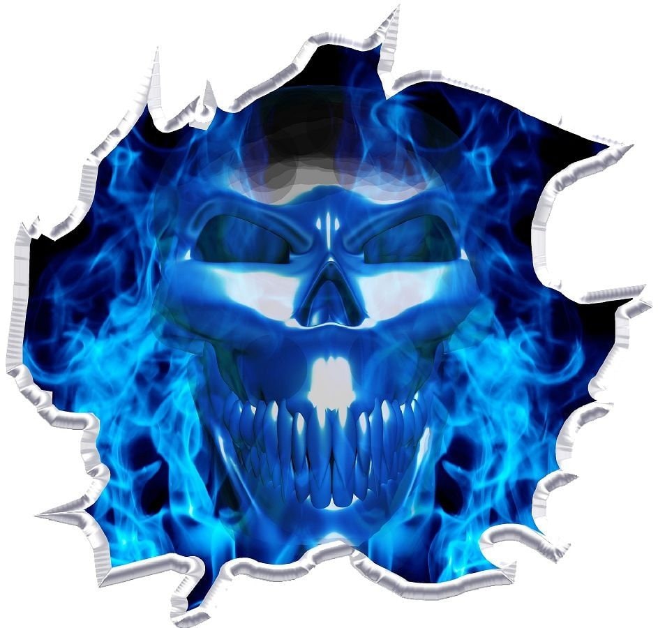 Blue Flaming Skull Png