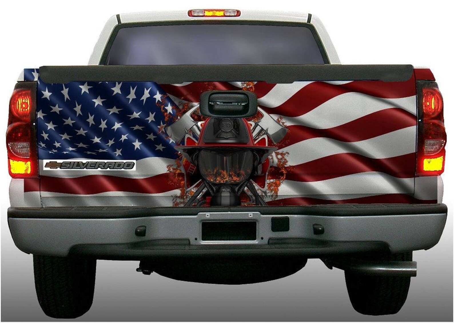 American Flag Firefighter Helmet Tailgate Wrap Vinyl Graphic Decal - Etsy