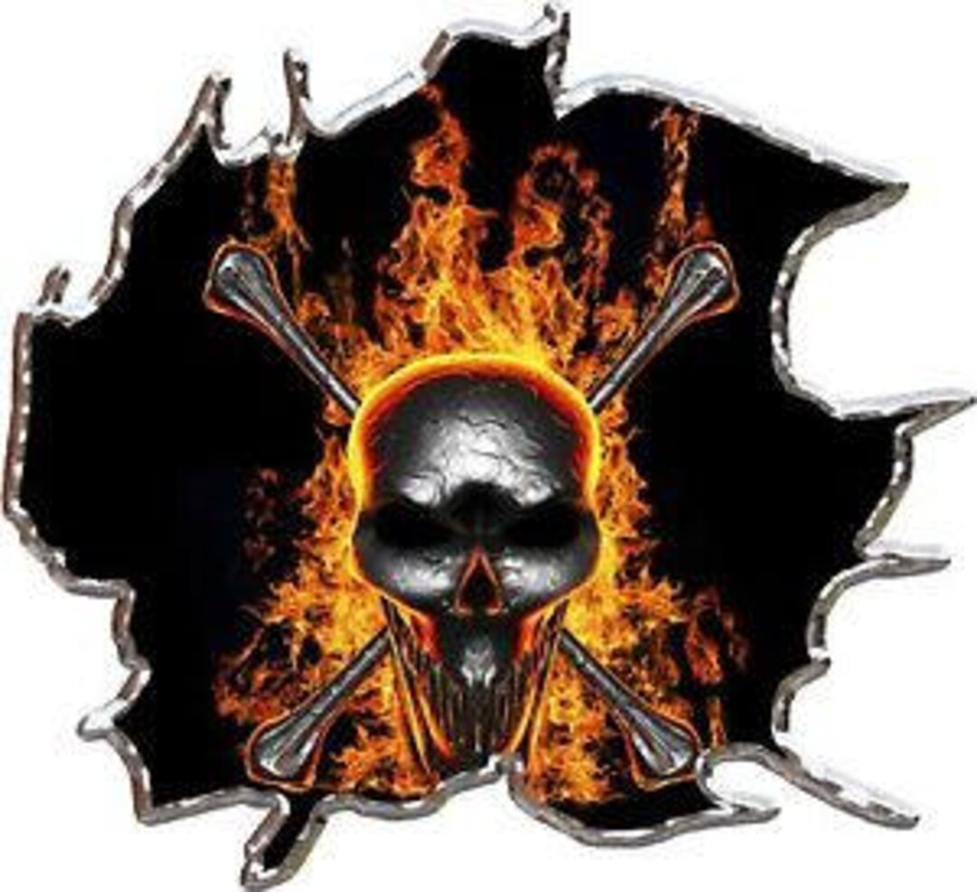 Fire Flames Skull Cross Bones Vinyl Graphic Decal Sticker - Etsy