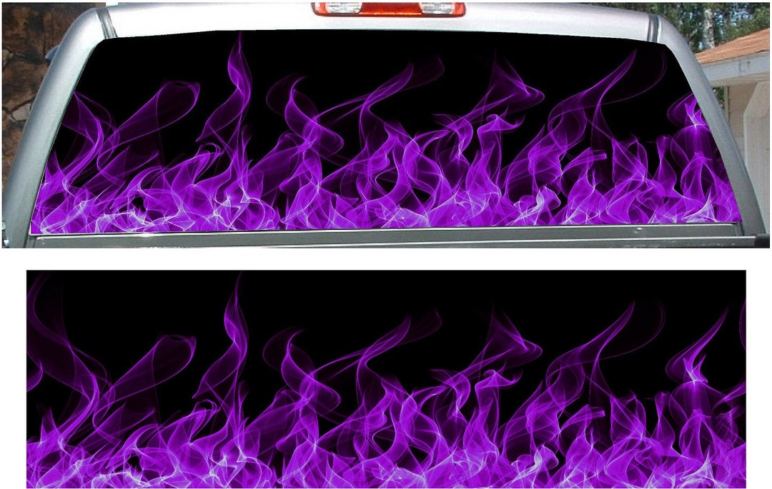 Purple Fire Flames Rear Window View Thru Vinyl Graphic Decal - Etsy