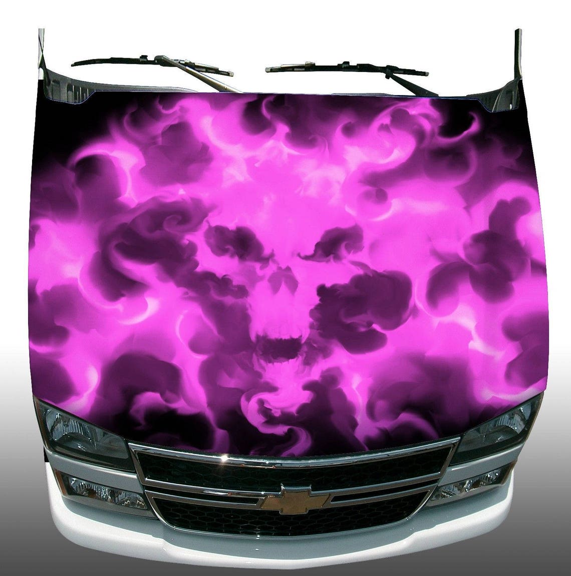 Pink Ghost Skull Flame Fire Vehicle Hood Wrap Sticker Vinyl Graphic ...