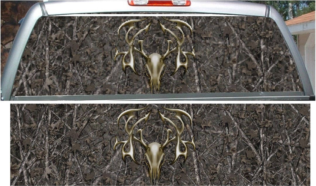 Woodland Ghost Camouflage Tribal Buck Skull Deer Hunting Rear Window ...