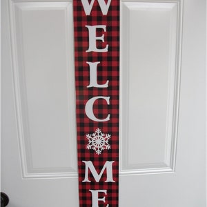 Buffalo Plaid Snowflake WELCOME Porch Entrance Wall Art Sign Gift - Etsy