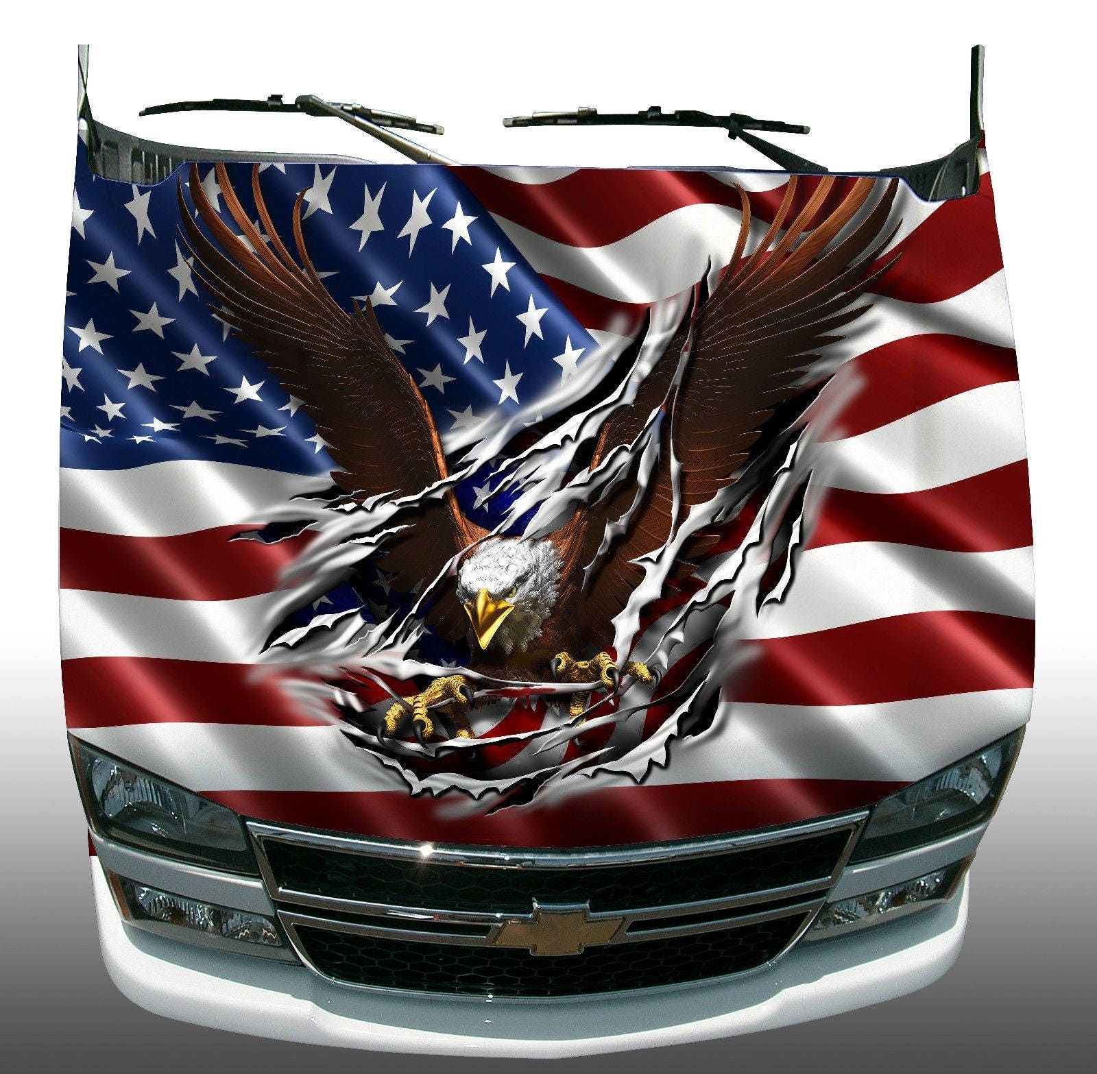 American Flag Flying Eagle Tear Rip Hood Wrap Wraps Sticker Vinyl Decal ...