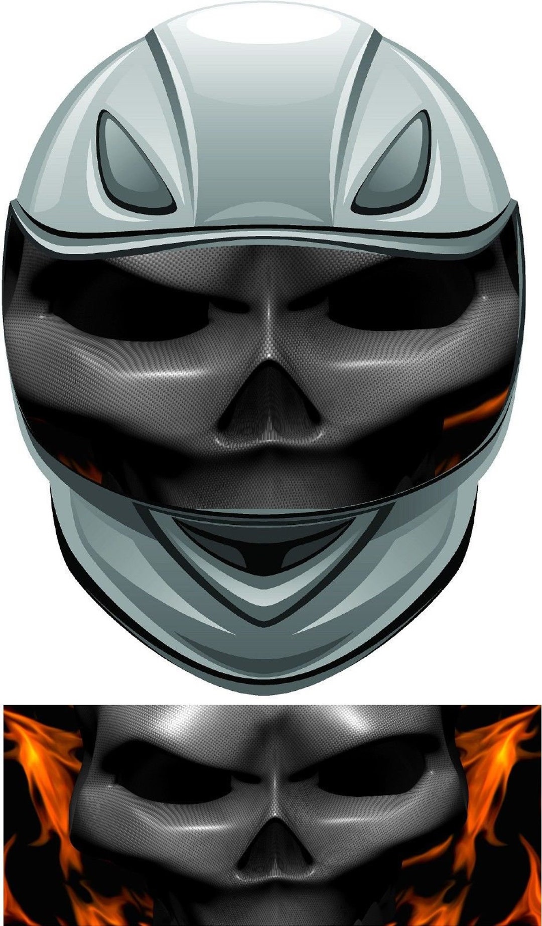 Carbon Fiber Skull Flames Fire Helmet Visor Wrap Tint Vinyl Graphic ...