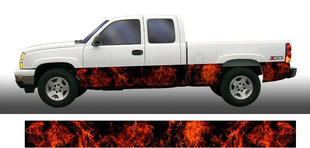 Orange Real Flame Fire Rocker Panel Stripes Vinyl Graphic Decal - Etsy