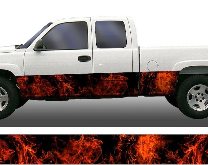 Orange Real Flame Fire Rocker Panel Stripes Vinyl Graphic Decal - Etsy
