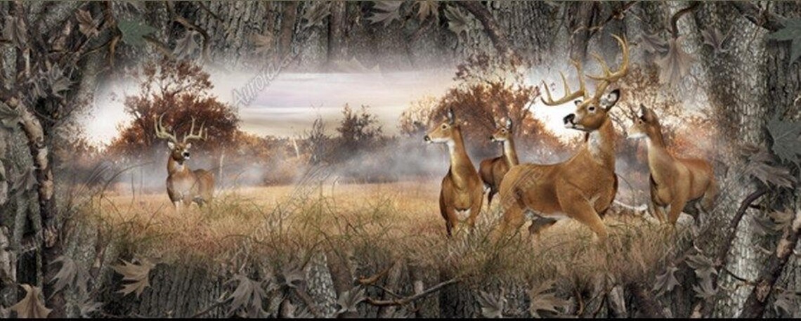 Whitetail buck deer hunting mural oak camouflage tailgate wrap | Etsy
