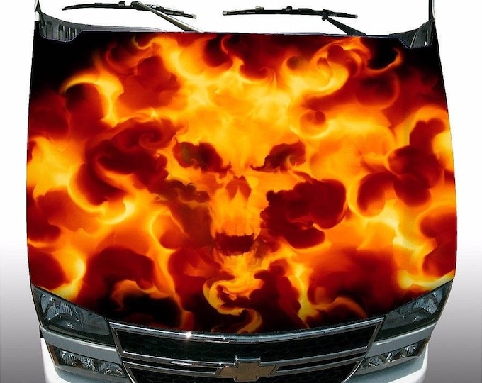 Skull Fire Flame Hood Wrap Wraps Sticker Vinyl Decal Graphic - Etsy