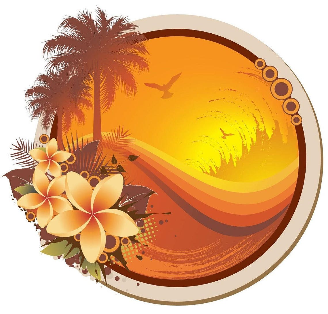 Floral Orange Tropical Sunset Camper RV Motor Home Mural Vinyl Graphic ...