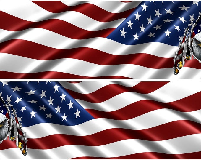 American Flag Eagle Rip Race Car Truck SUV Trailer RV Motorhome Wrap ...