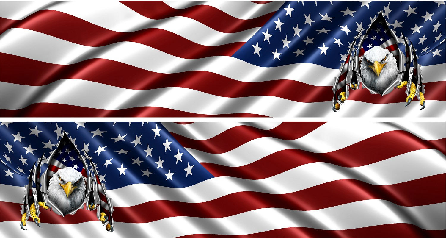 American Flag Eagle Rip Race Car Truck SUV Trailer RV Motorhome Wrap ...