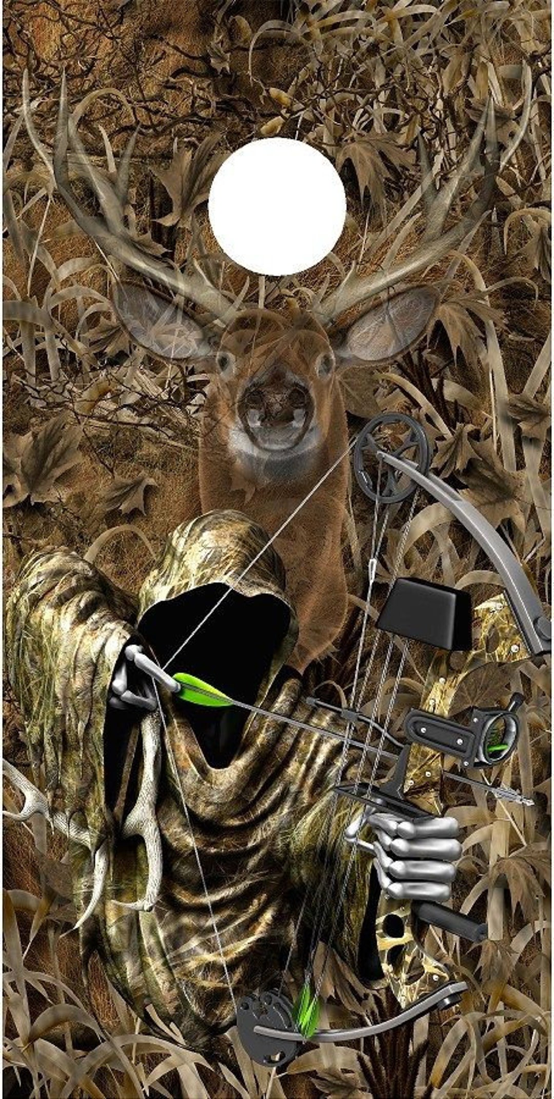 Grim Reaper Bow Hunter Deer Buck Grass Camo Cornhole Board Game Decal ...