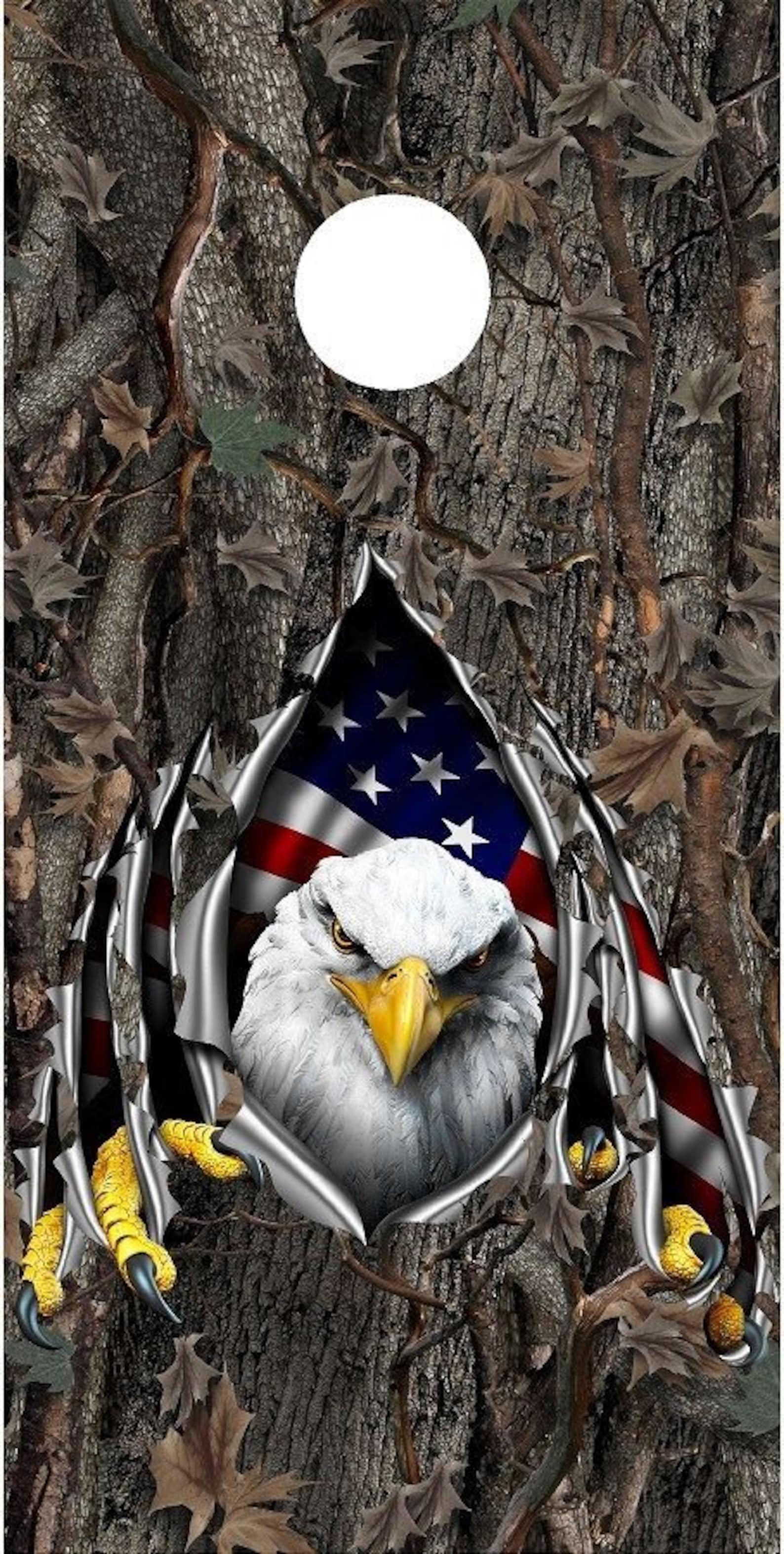 American Flag Eagle Rip Oak Camo Cornhole Board Game Decal | Etsy