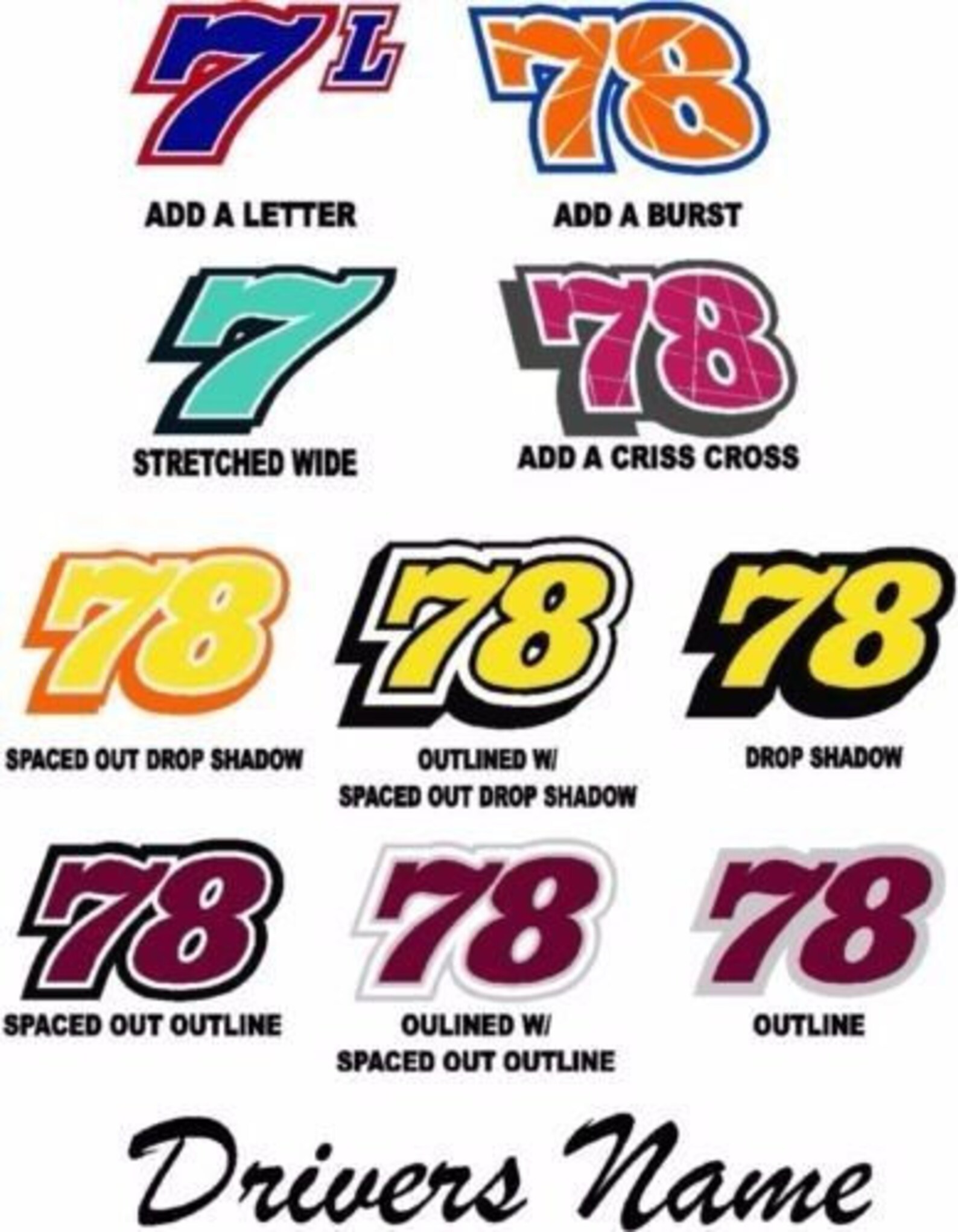 Two Color Go Kart number decal vinyl graphic sticker | Etsy