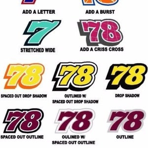 Two Color Race Car Number Decal Street Stock Late Model IMCA Dirt Vinyl ...