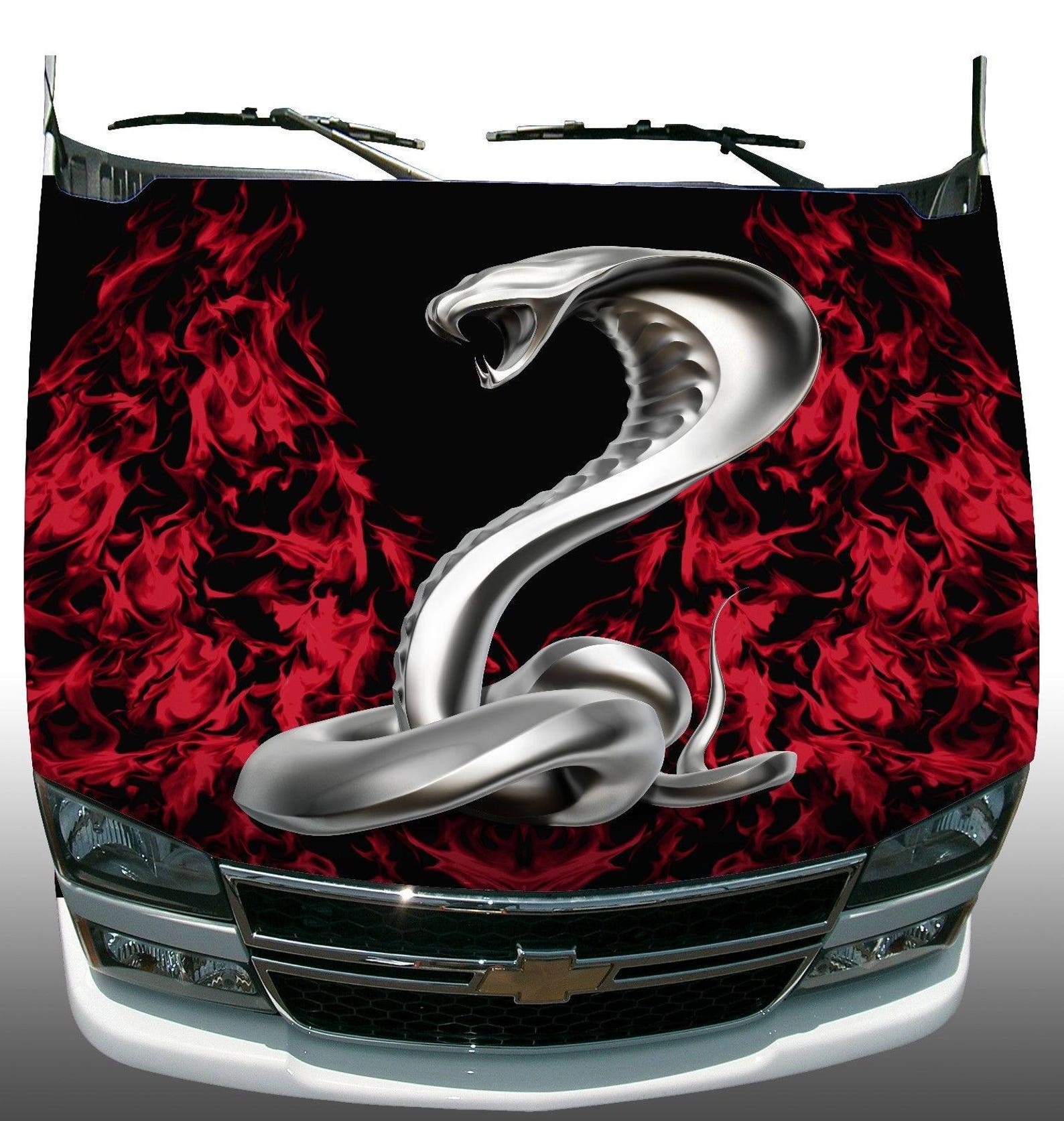 Red Fire Flames Cobra Hood Wrap Wraps Vehicle Sticker Vinyl Graphic Decal - Etsy