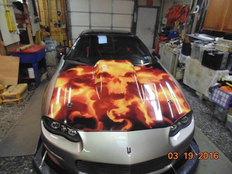 Gray Skull Flame Fire Hood Wrap Wraps Sticker Vinyl Decal Graphic - Etsy