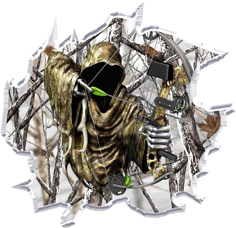 Ripped Grim Reaper Winter Camouflage Deer Buck Hunting Cornhole Board ...