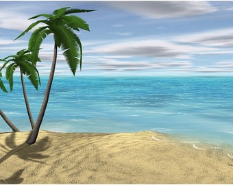 Tropical Palm Tree Sun Rays Camper RV Motor Home Mural Vinyl Graphic ...