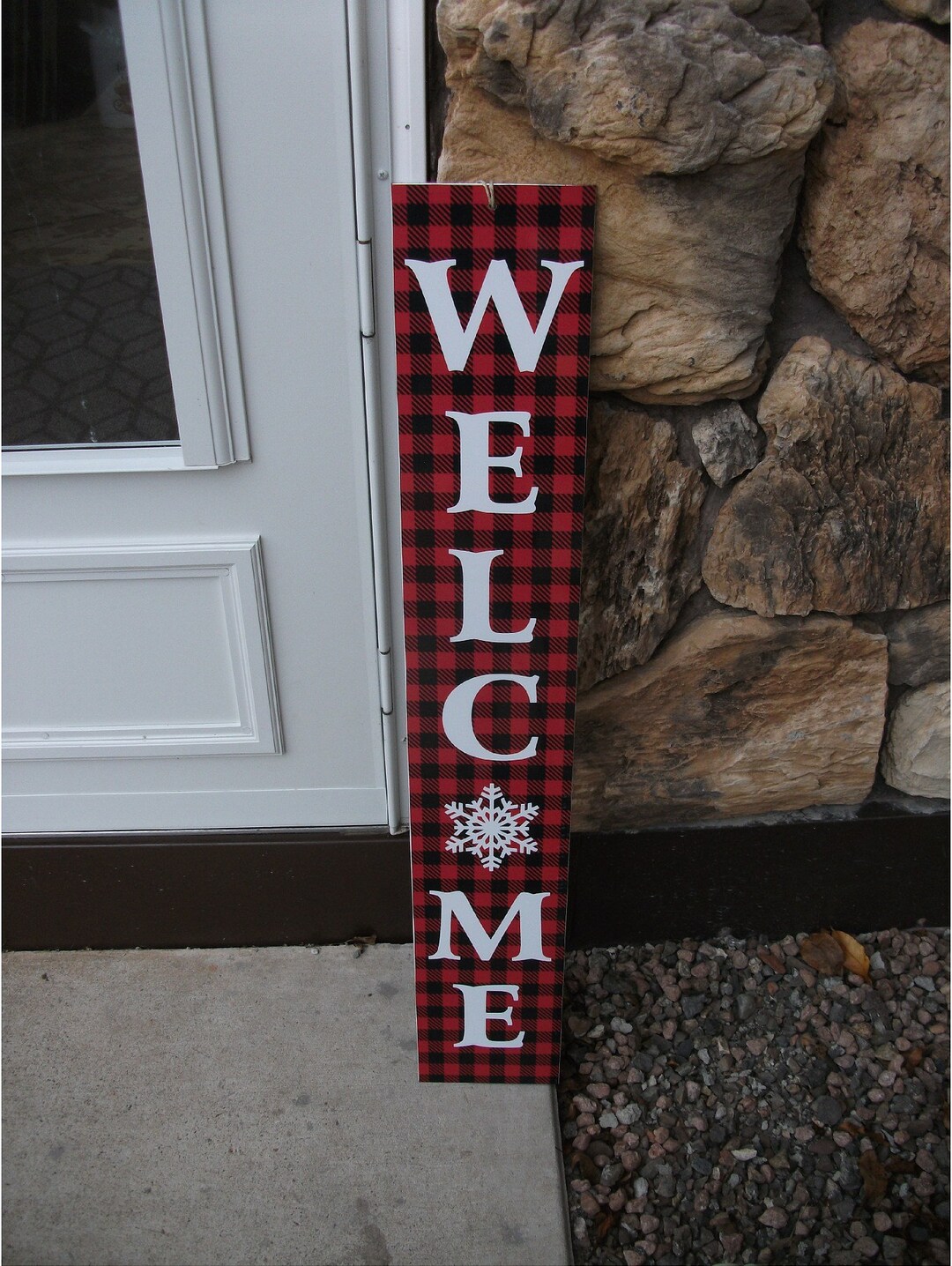 Buffalo Plaid Snowflake WELCOME Porch Entrance Wall Art Sign Gift - Etsy