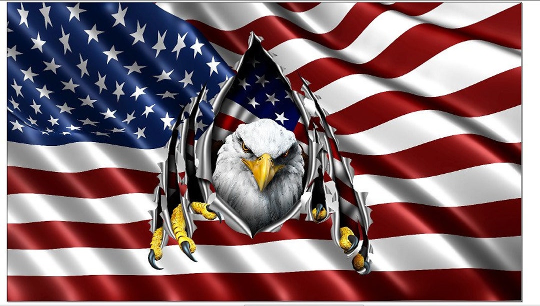 American Flag Eagle Rip Car Truck Hood Wrap Vinyl Graphic Decal 53" X ...
