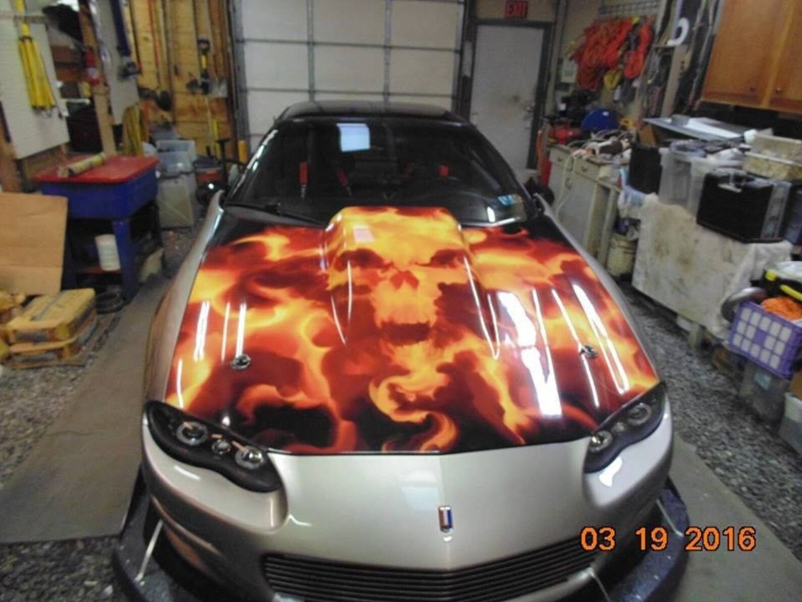 Lime Green Ghost Skull Fire Flames Vehicle Hood Wrap Sticker Vinyl ...
