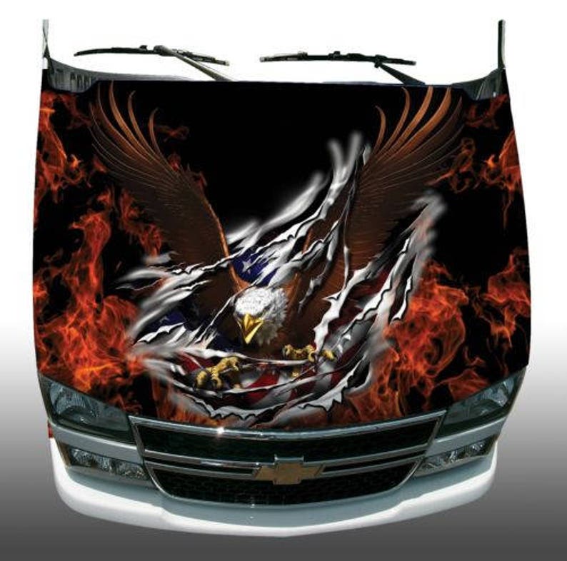Flame Fire Eagle Tear Rip Hood Wrap Wraps Sticker Vinyl Decal Graphic ...