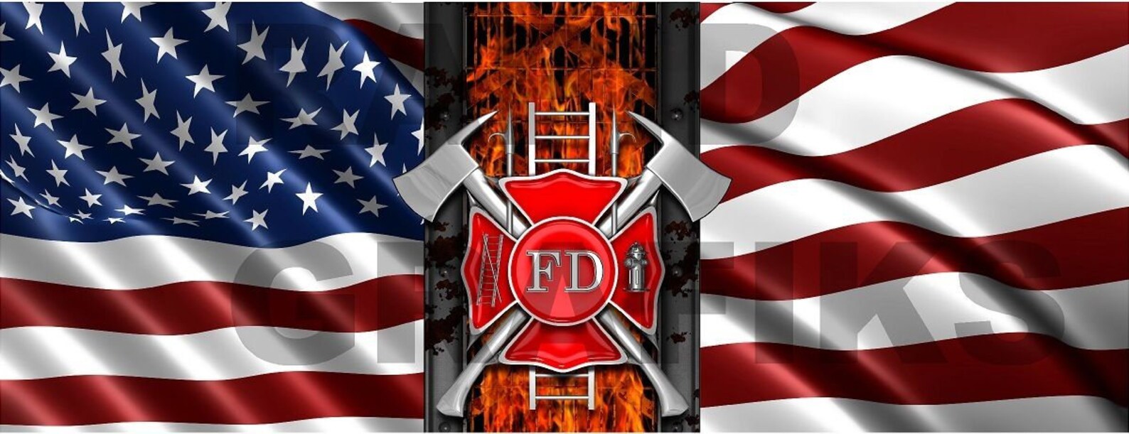 American Flag Firefighter Crest Tailgate Wrap Vinyl Graphic | Etsy