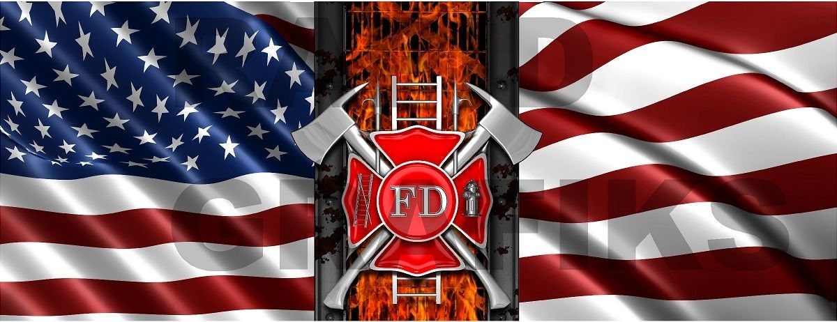 American flag firefighter crest tailgate wrap vinyl graphic | Etsy