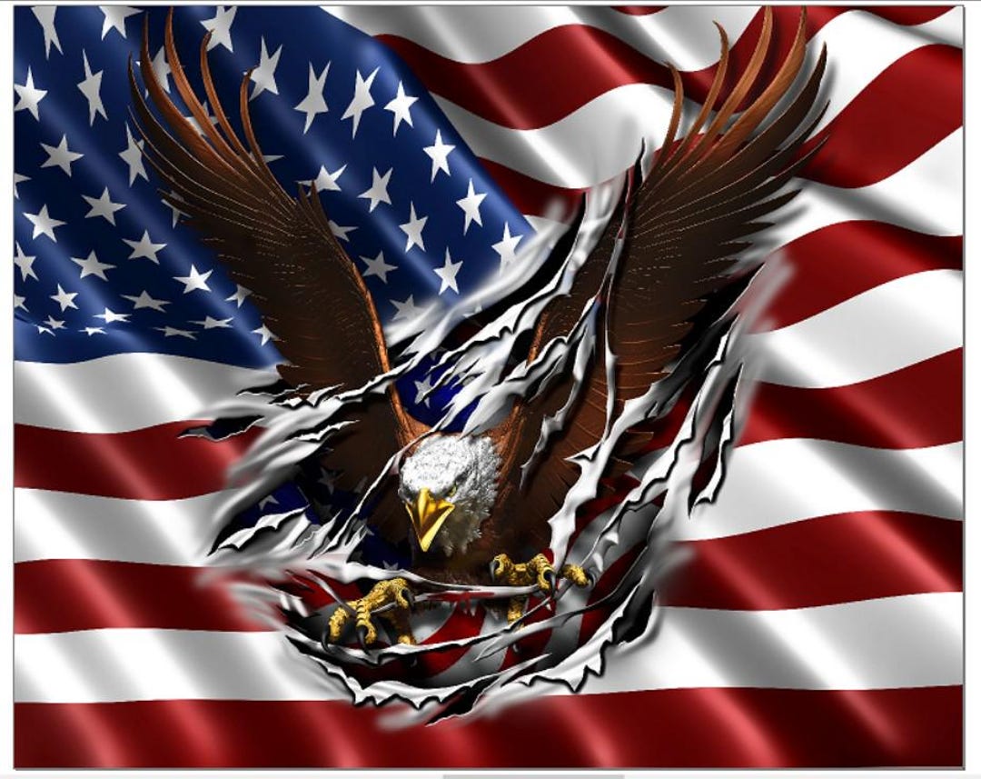 American Flag Flying Eagle Tear Rip Mural Trailer Semi Wrap Set 53 X 66 ...