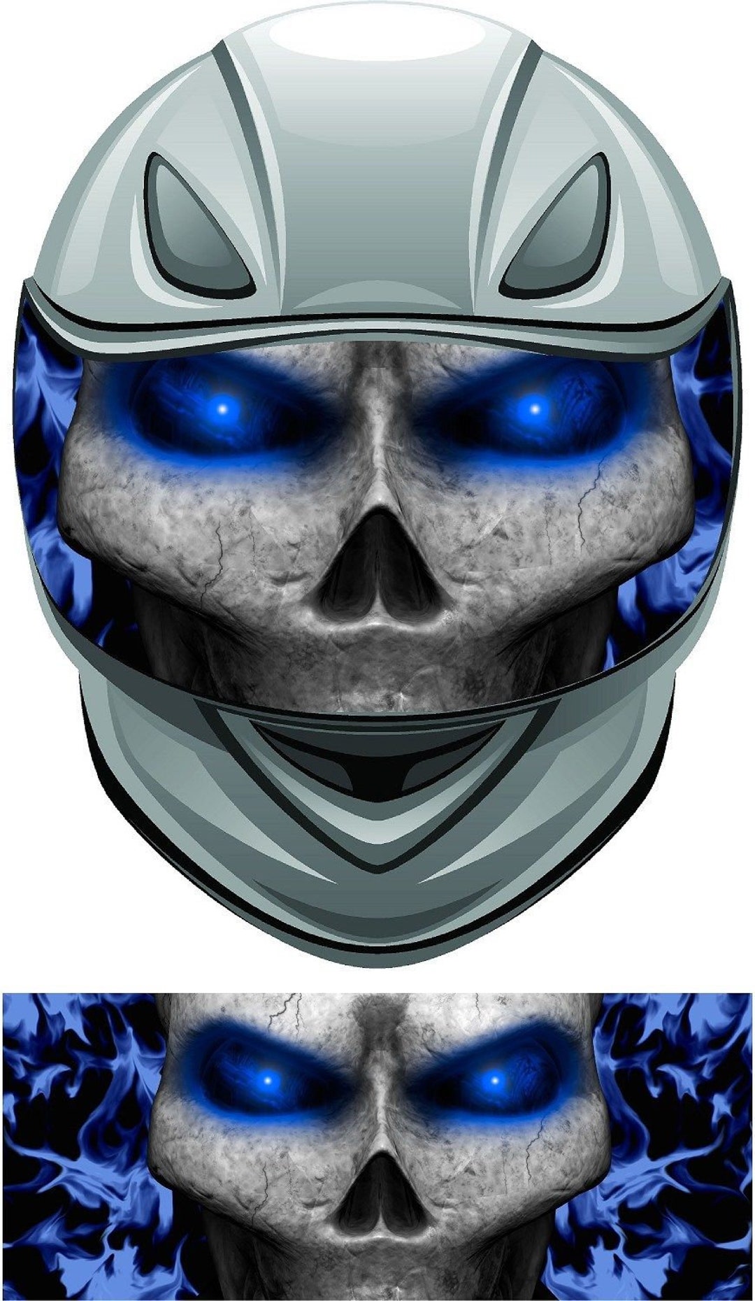 Bone Skull Blue Flames Fire Helmet Visor Wrap Tint Vinyl Graphic Decal ...