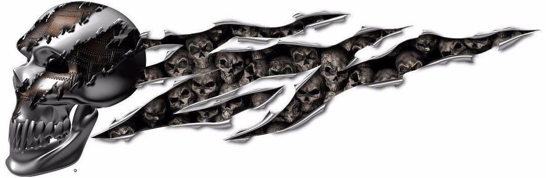Simulated Chrome Skull Rip Motorcycle Dirt Bike Go Kart Race Car Golf ...