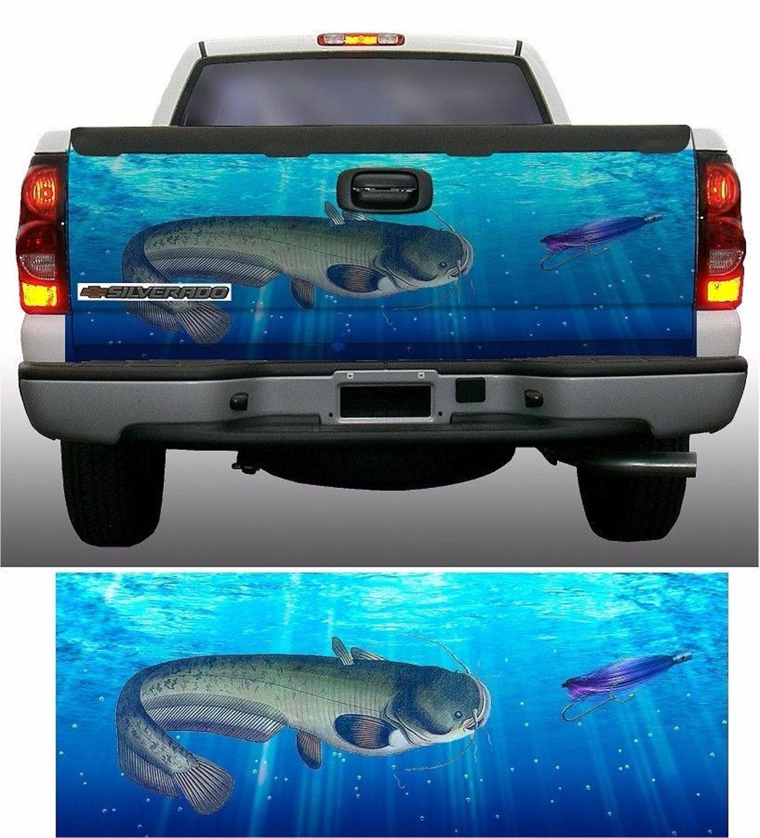 Catfish Fishing Underwater Seascape Mural Tailgate Wrap Vinyl Graphic ...