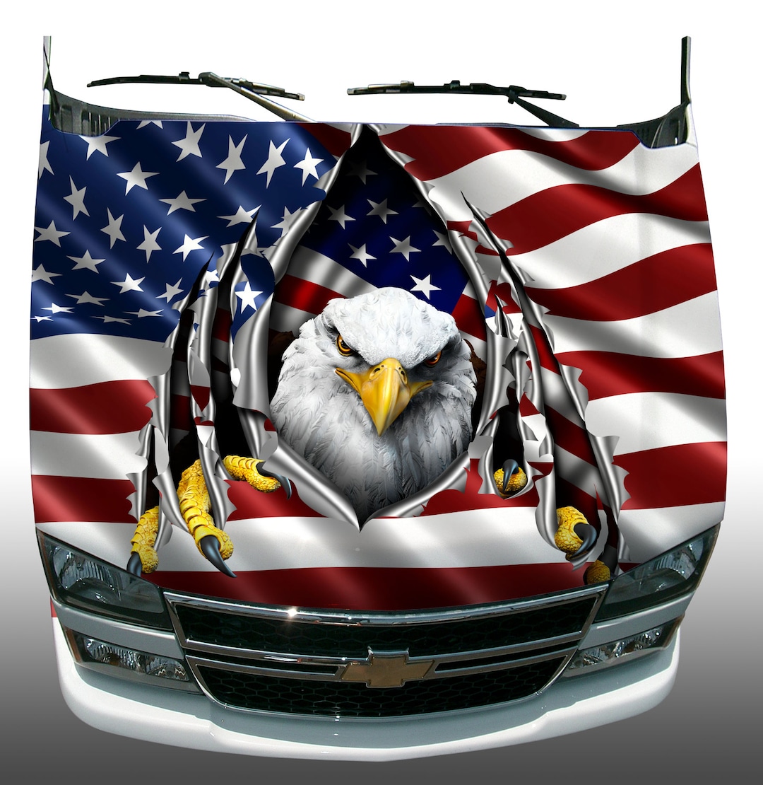 American Flag Eagle Rip Car Truck Hood Wrap Vinyl Graphic Decal - Etsy