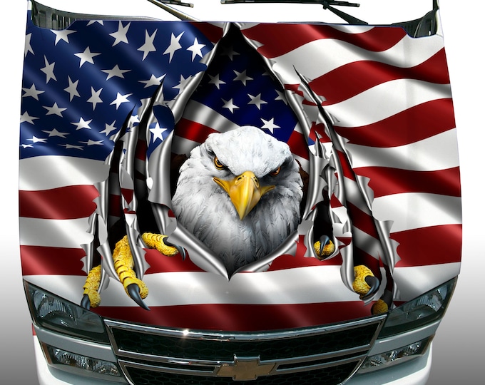 American Flag Eagle Rip Car Truck Hood Wrap Vinyl Graphic Decal - Etsy
