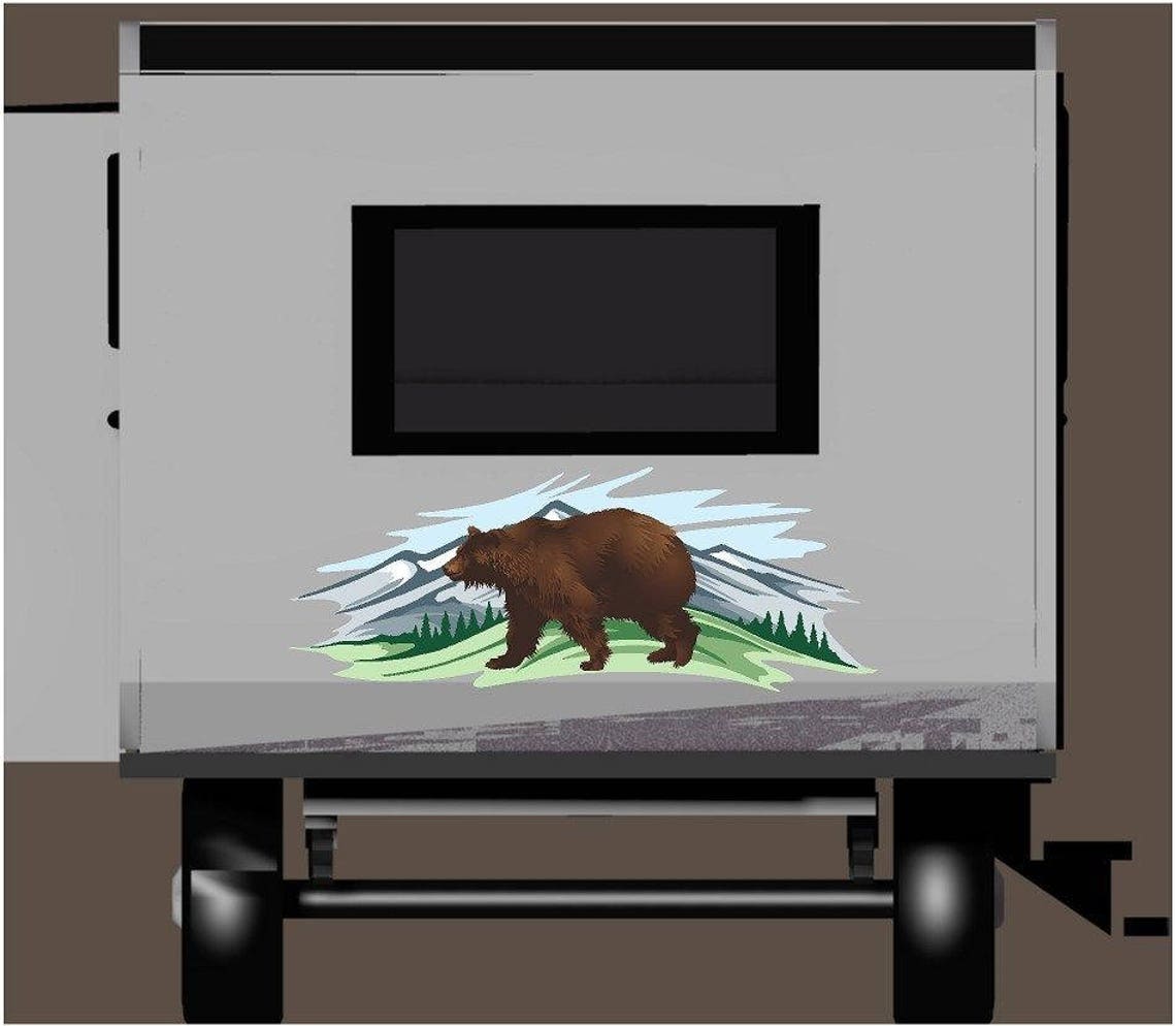 Brown Bear Mountains Camper RV Motor Home Mural Vinyl Graphic Decal ...