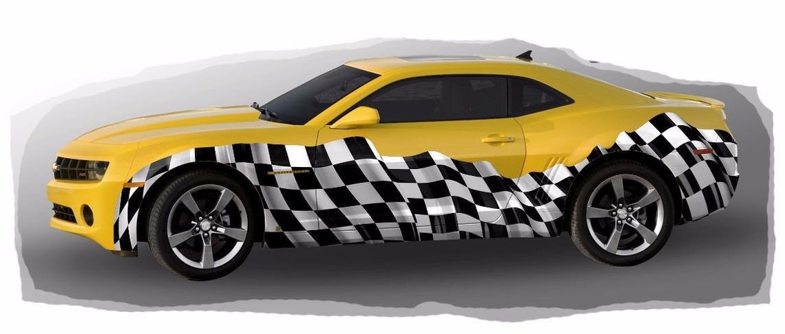 Checkered Flag Wavy Go Kart Race Car Semi Trailer Golf Cart Vinyl ...