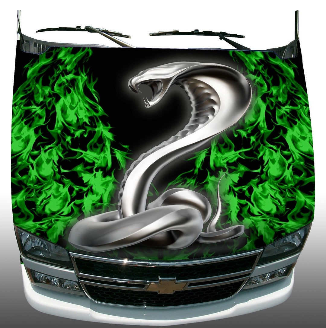 Green Fire Cobra Snake Vehicle Hood Wrap Sticker Vinyl Graphic Decal - Etsy