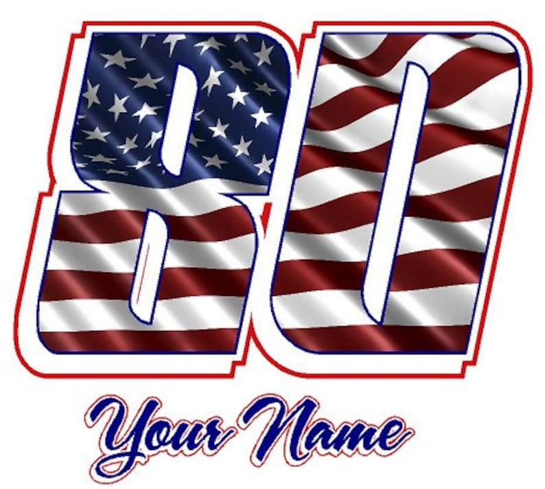 American Flag Race Car Number Decal Street Stock Late Model IMCA Dirt ...