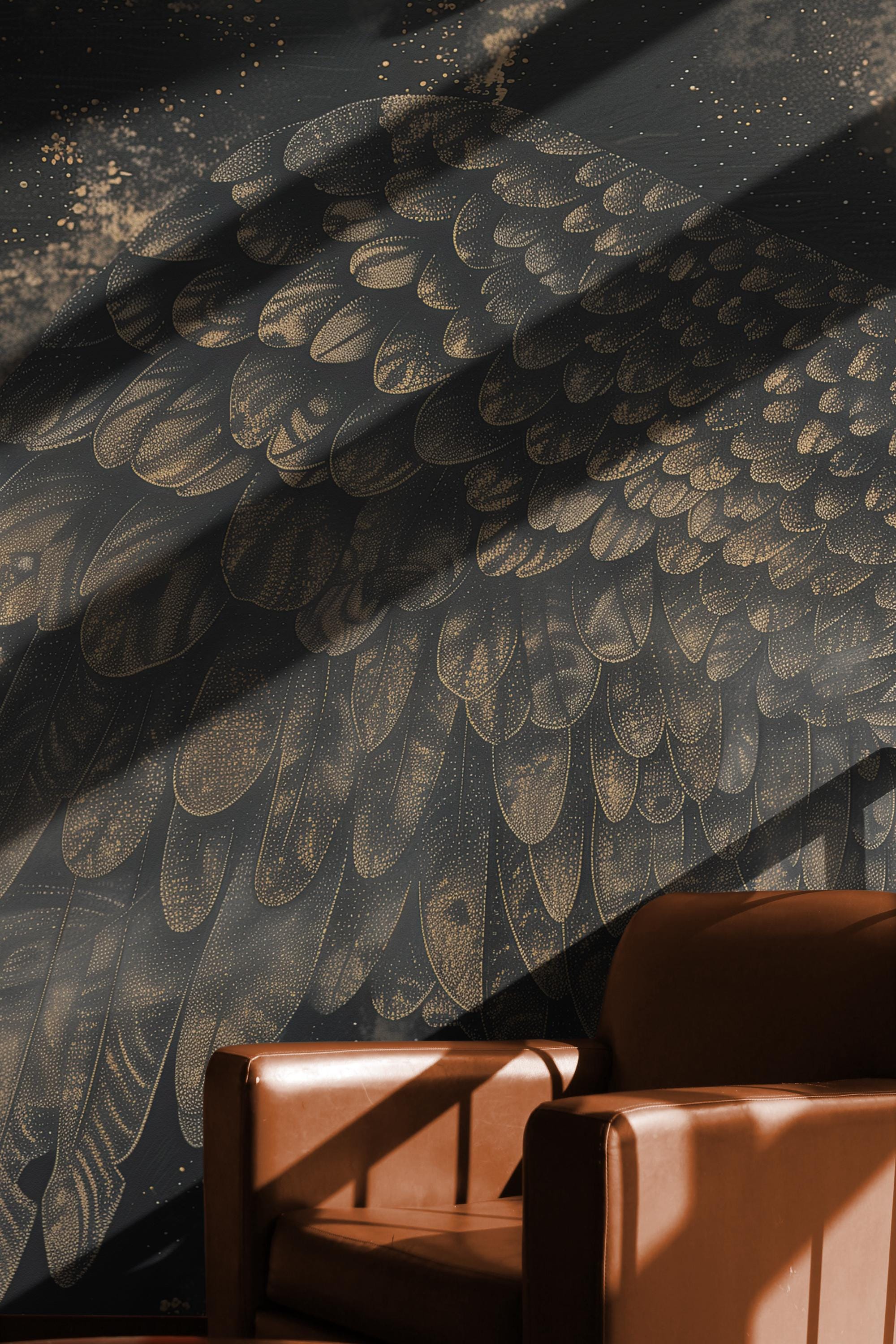 Majestic Owl Wing Wall Mural | Dark Nature-inspired Wallpaper for ...
