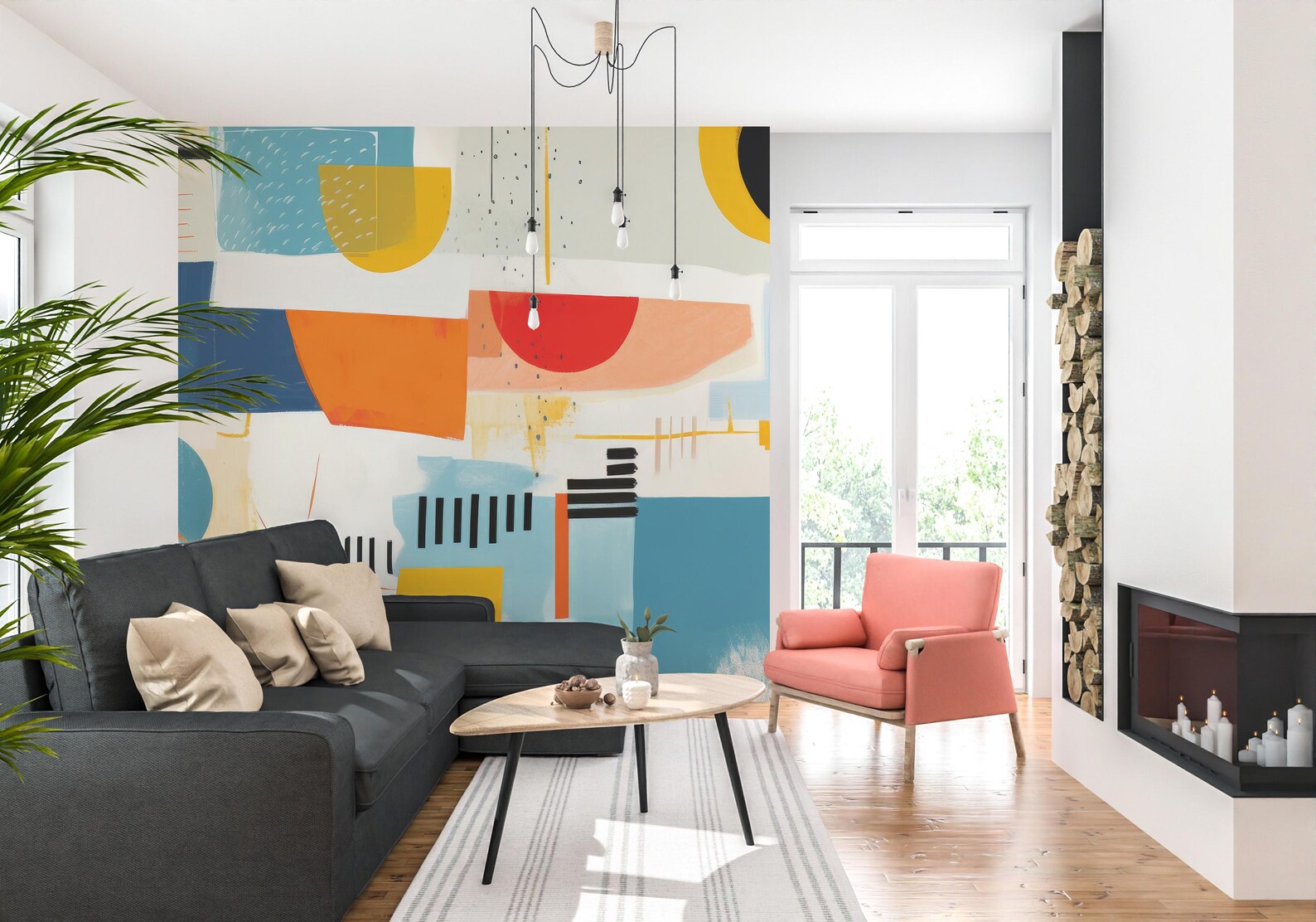 Vibrant Color Block Wallpaper –water Activated Wallpaper for Modern and ...