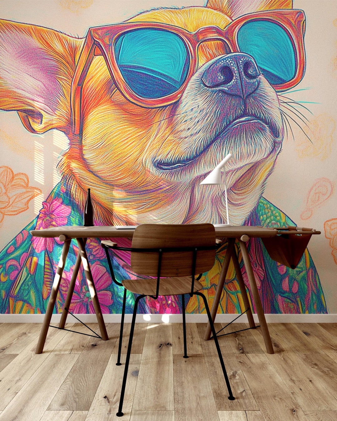 French Bulldog With Sunglasses Mural - Playful and Vibrant Wall Art for ...
