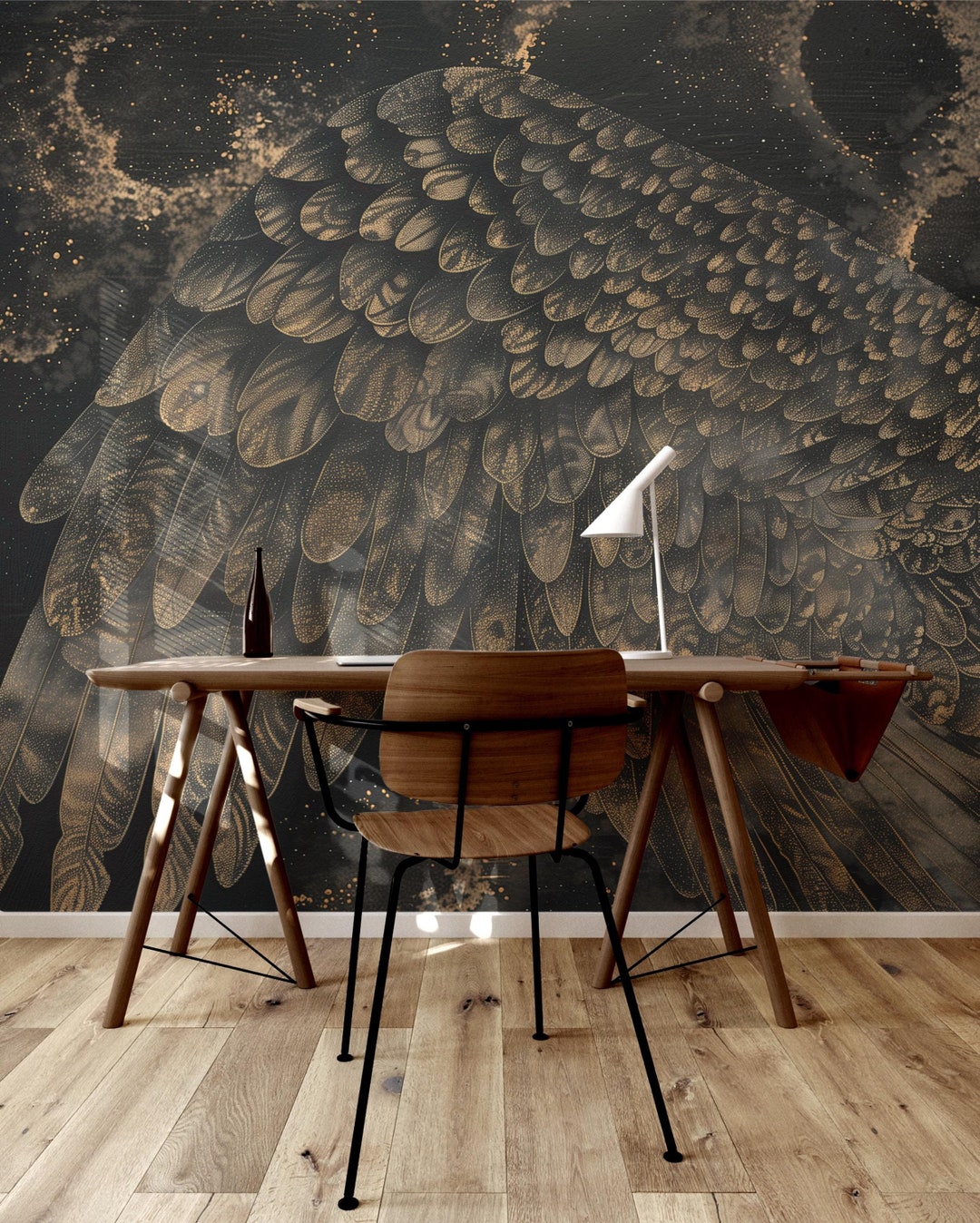 Majestic Owl Wing Wall Mural | Dark Nature-inspired Wallpaper for ...