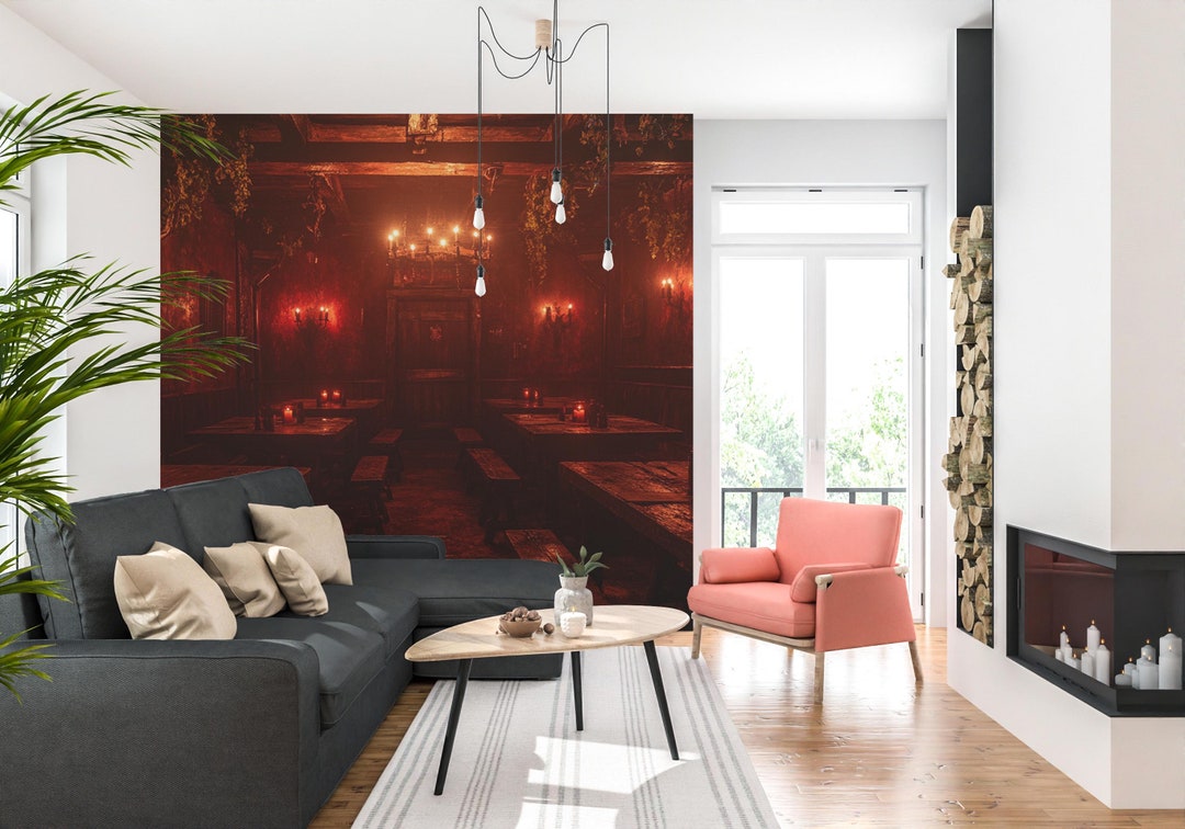 Enchanted Tavern Wallpaper - Rustic Medieval Bar Mural for Home and ...
