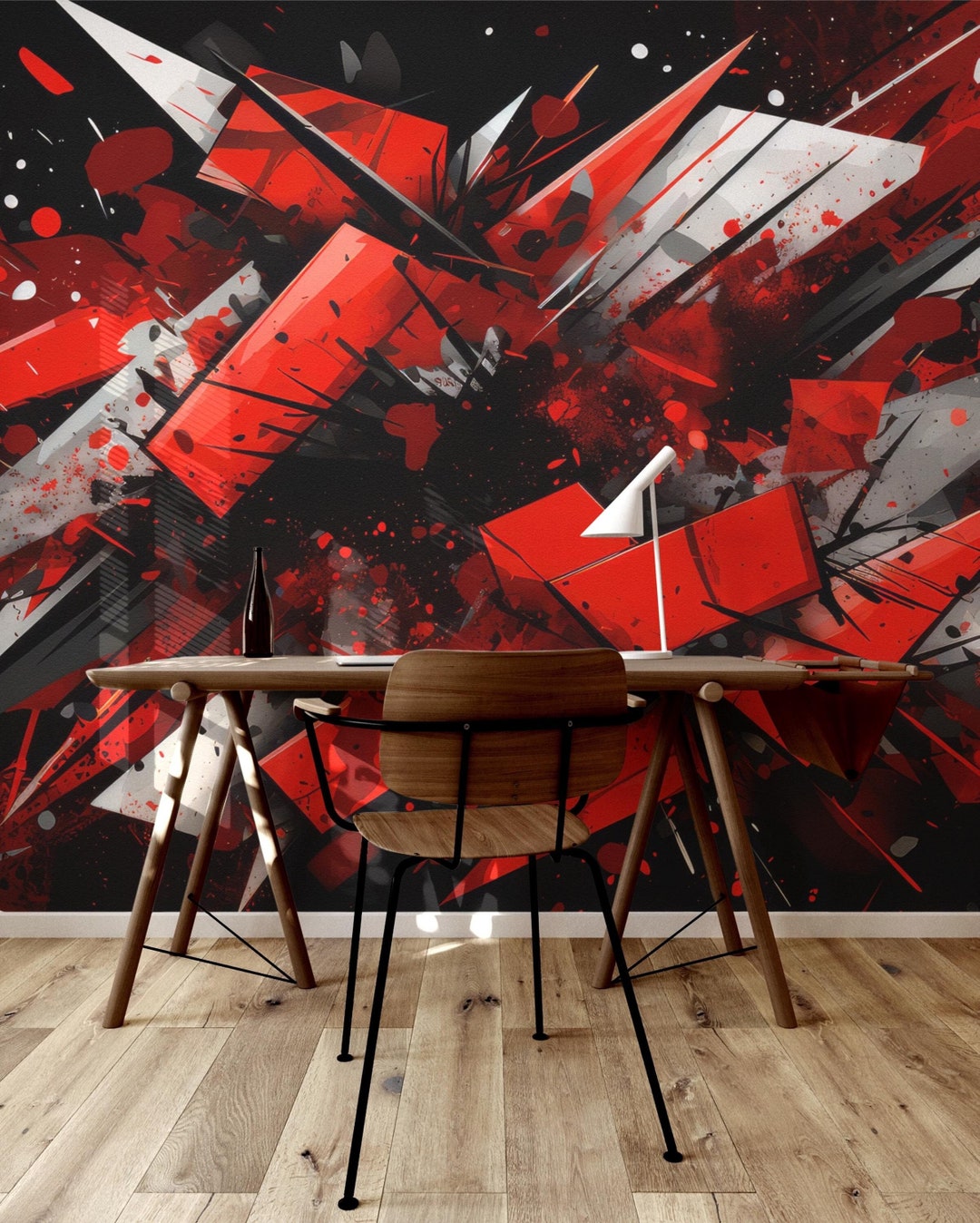 Dynamic Black and Red Graffiti Mural - Urban Wall Art for Bold and ...