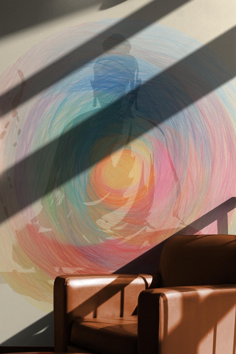 Radiant Rainbow Buddha Mural - Zen Wall Art for Spiritual Home Decor ...