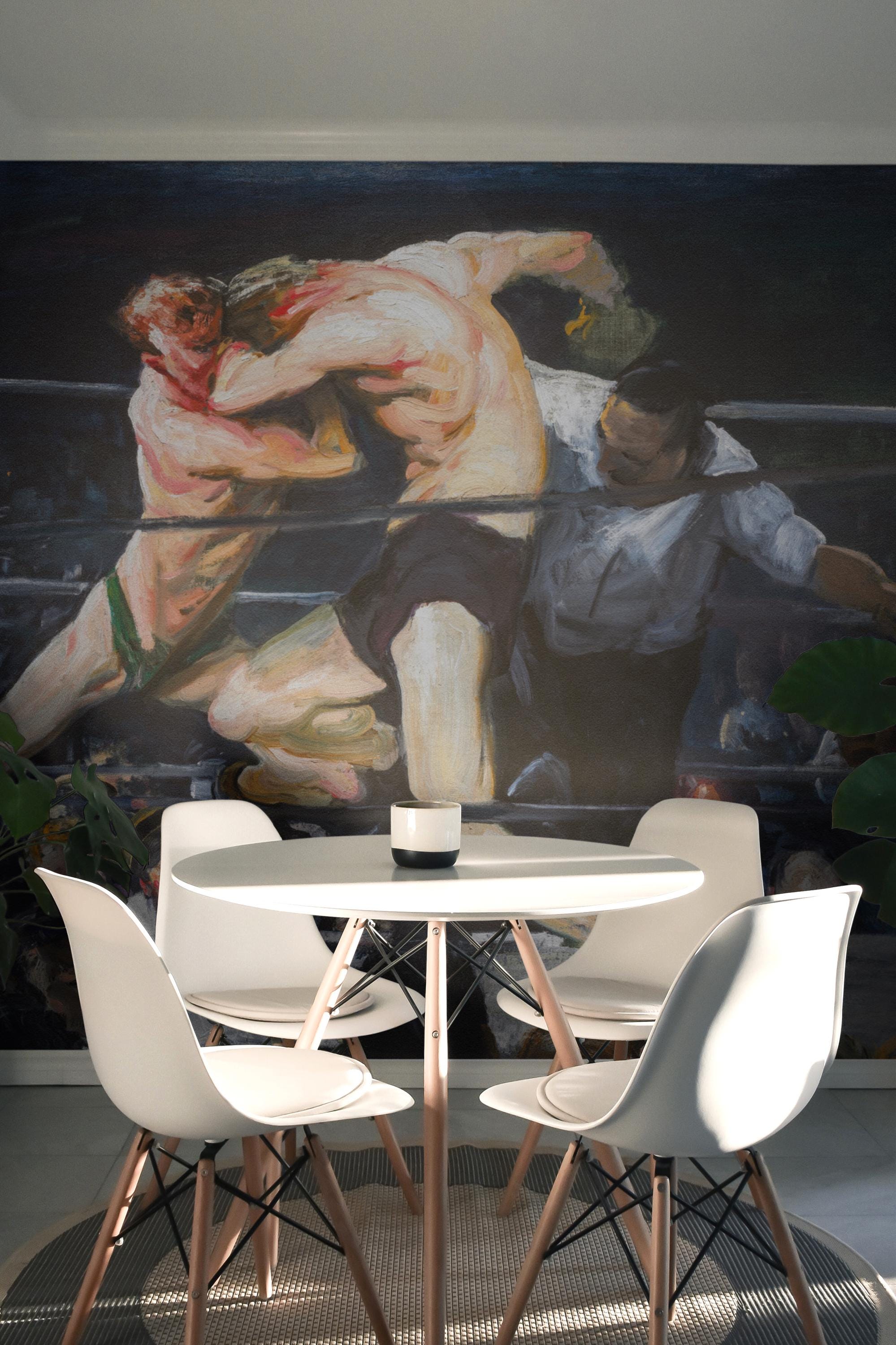 Dynamic Boxing Fight Scene Wallpaper - Old Master Artistic Mural for ...