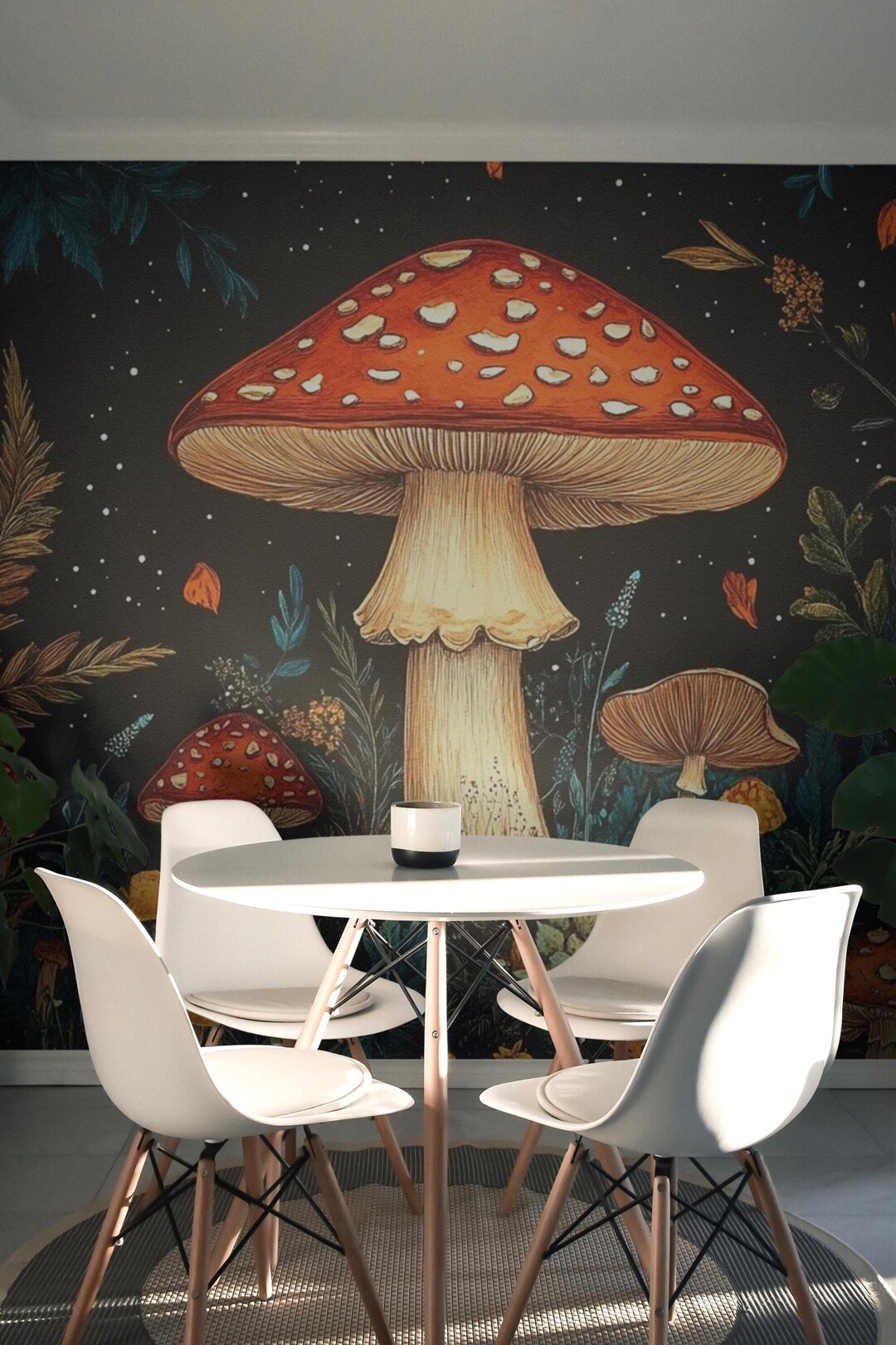 Mushroom Forest Peel and Stick Wallpaper - Enchanted Mural - Etsy