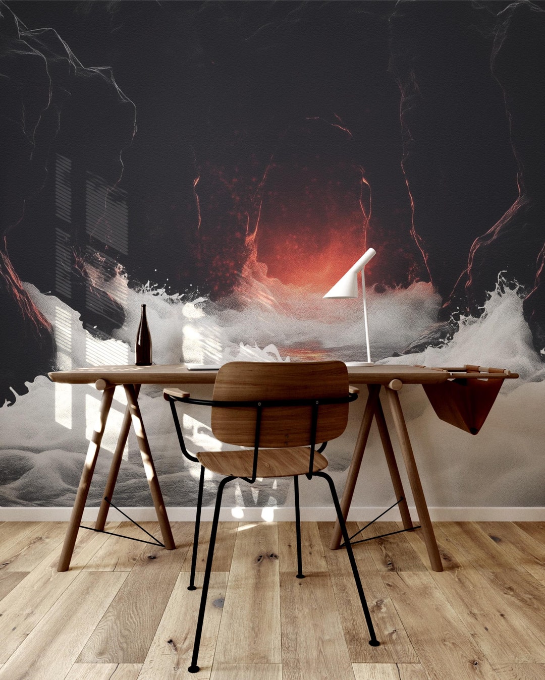 Mystical Red Cavern Wallpaper - Dark Fantasy Cave Mural for Bold ...